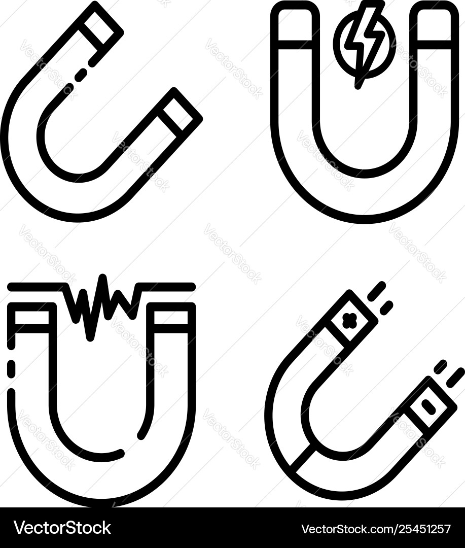 Magnet icons set outline style Royalty Free Vector Image