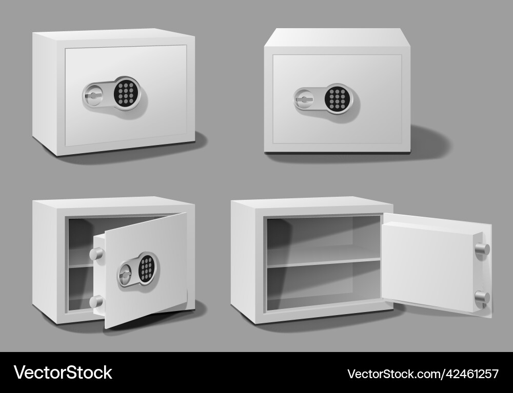 Office steel safe box realistic design Royalty Free Vector