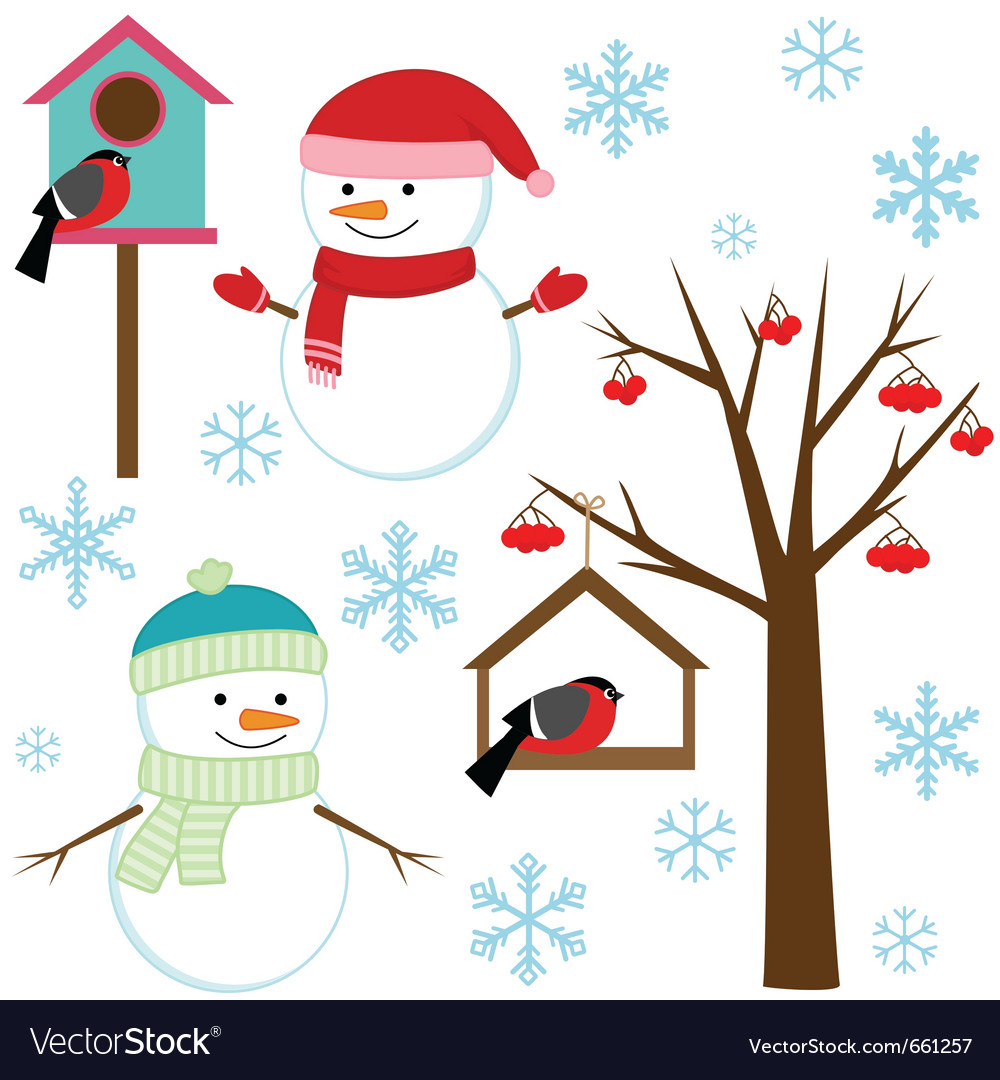 Set winter elements Royalty Free Vector Image - VectorStock