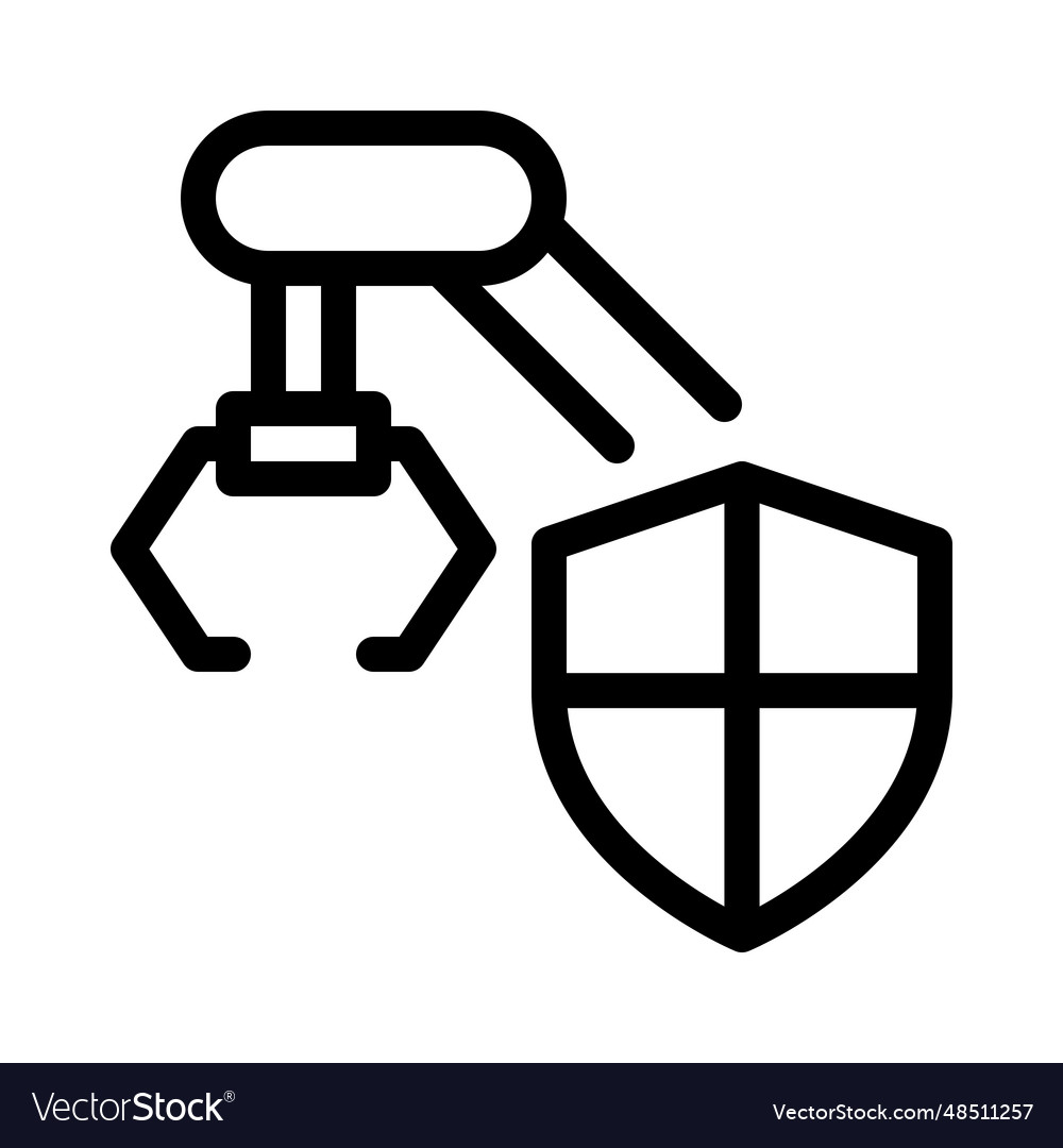 Shield protected robotic arm machine in factory Vector Image