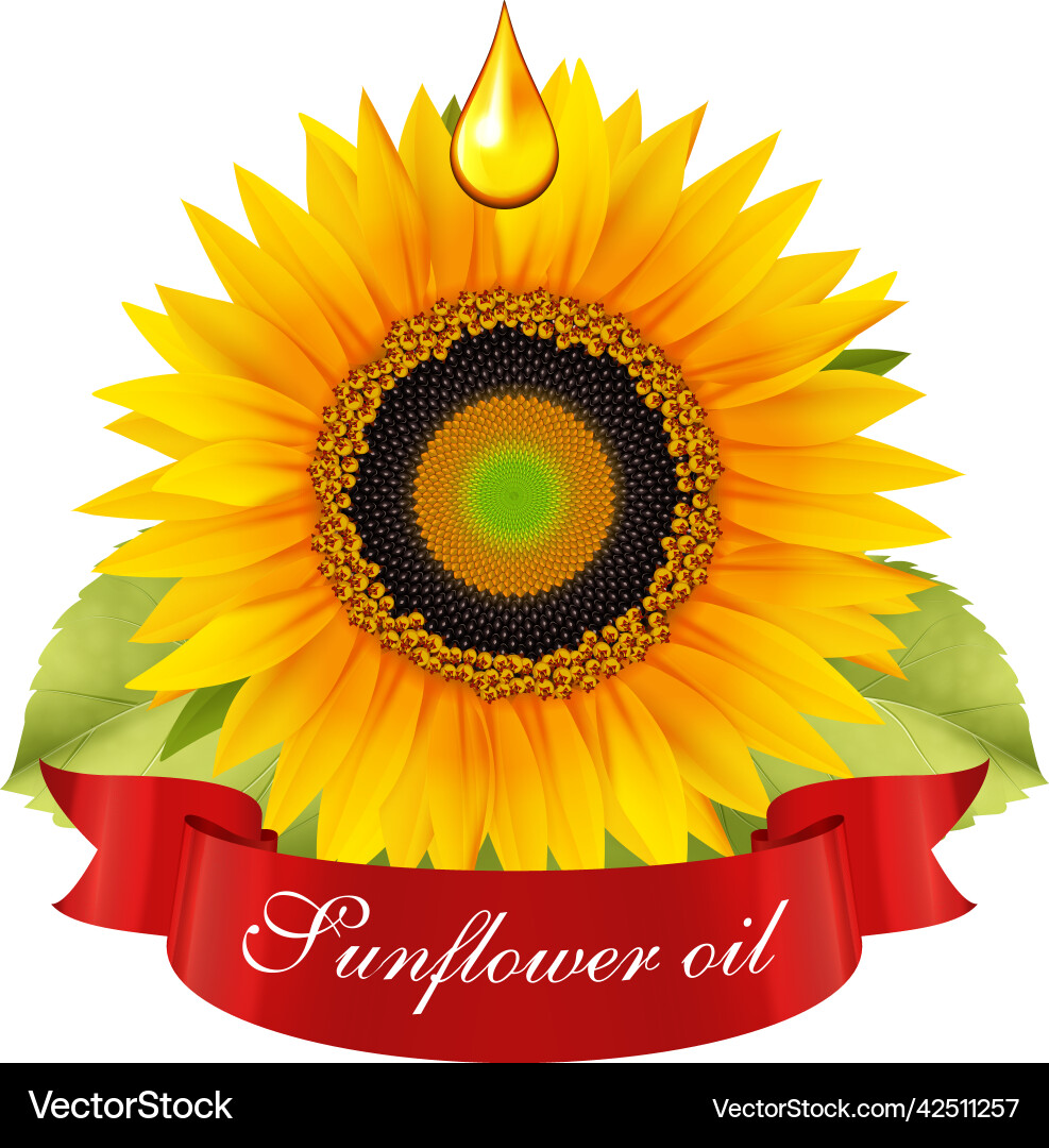 Sunflower oil realistic emblem Royalty Free Vector Image