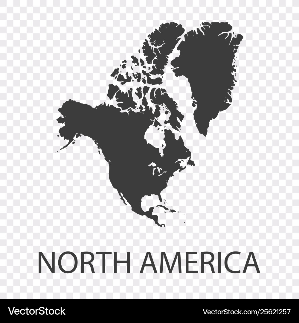 Transparent - high detailed grey map north Vector Image