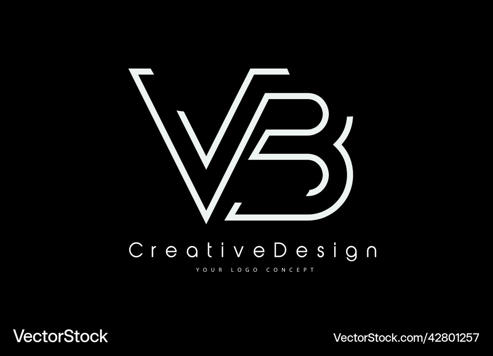 Vb v b letter logo design in white colors Vector Image