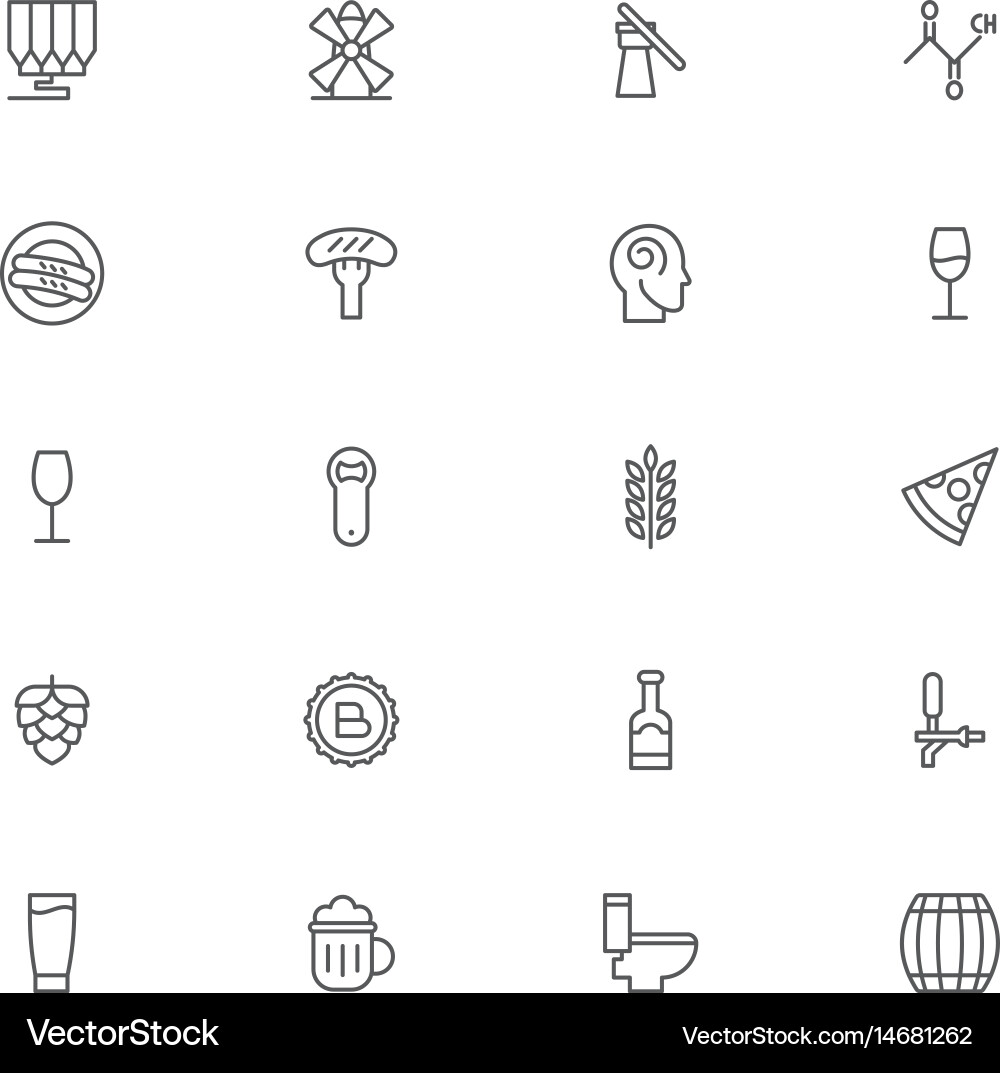 Beer icons set outline style Royalty Free Vector Image