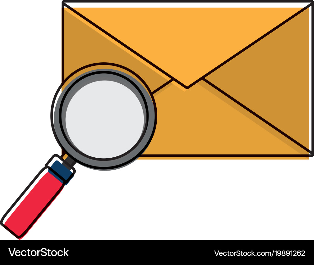 Color e-mail letter message with magnifying glass Vector Image