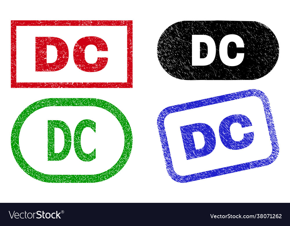 Dc rectangle stamp seals using grunge texture Vector Image