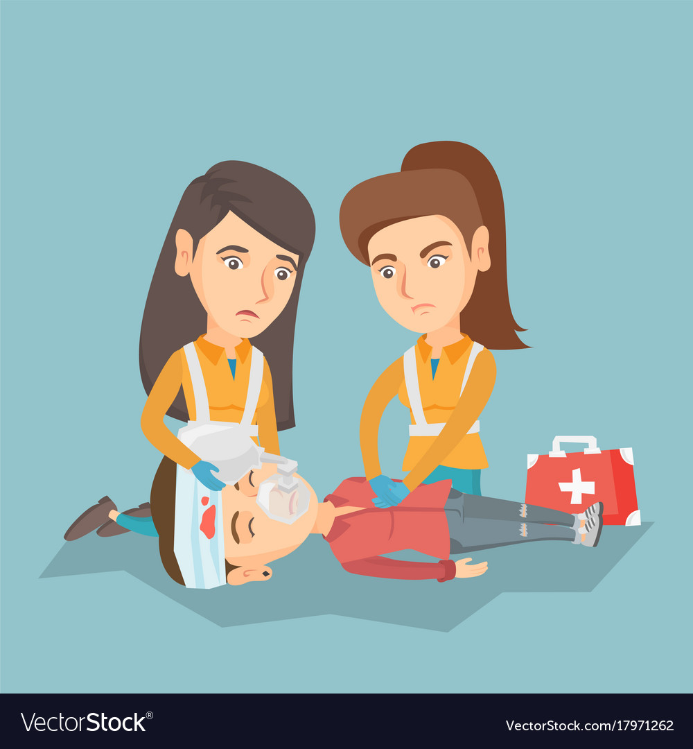 Emergency doing cardiopulmonary resuscitation Vector Image