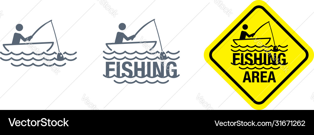 Fishing area attention sign Royalty Free Vector Image