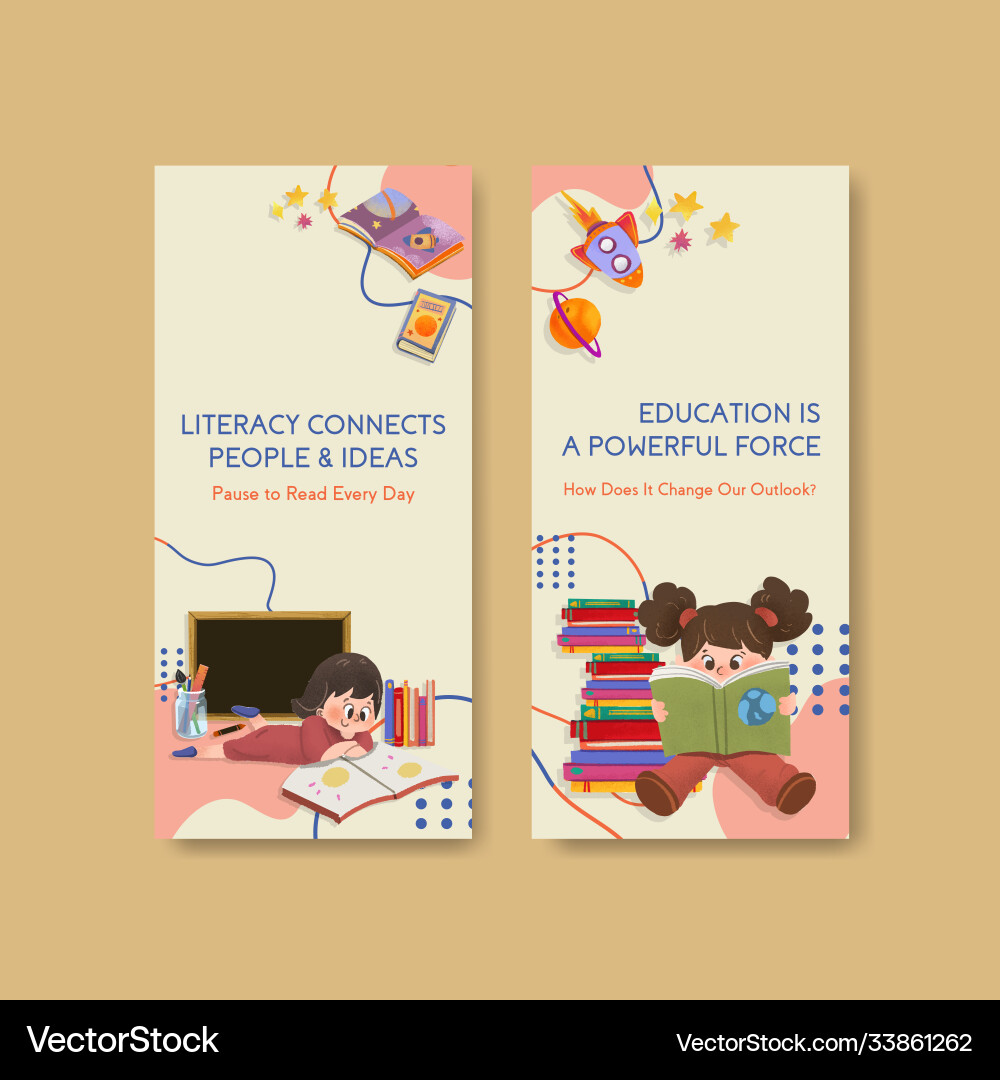 Flyer template with international literacy day Vector Image