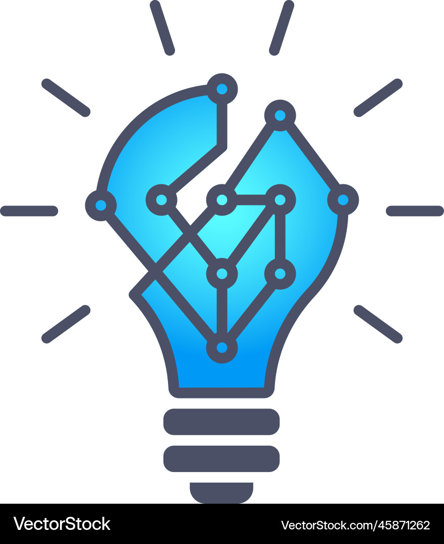 Innovation logo scientific idea icon blue light Vector Image