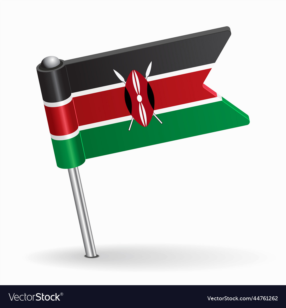Kenyan flag map pointer layout Royalty Free Vector Image