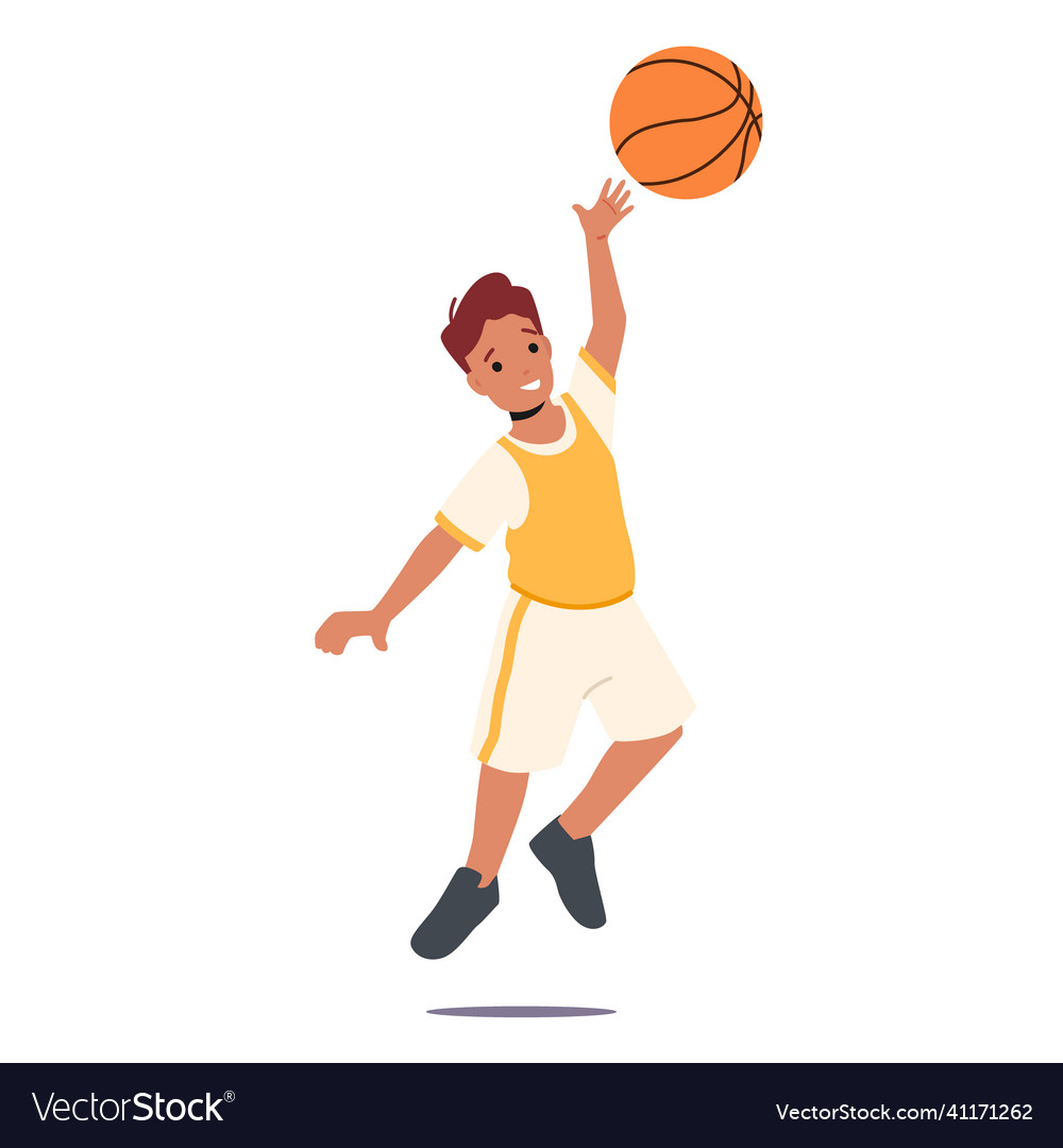Kid playing basketball boy sports training happy Vector Image