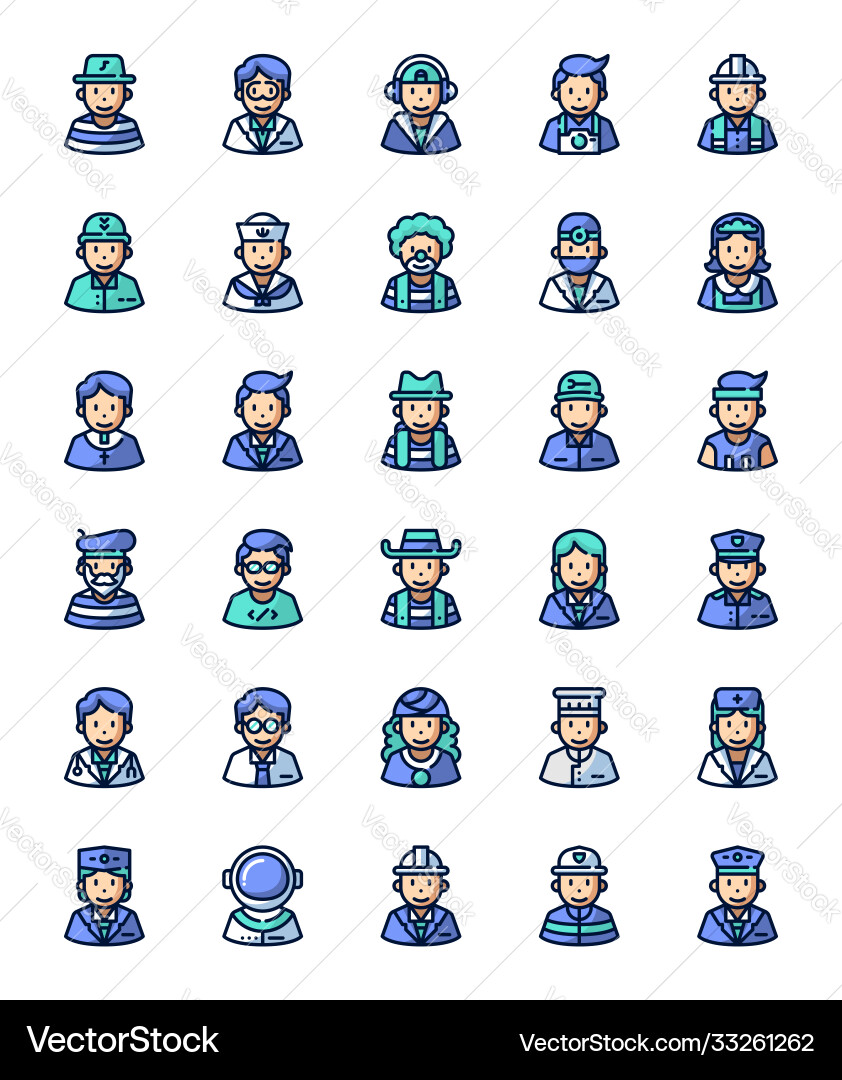 Professional avatars icon fill outline Royalty Free Vector