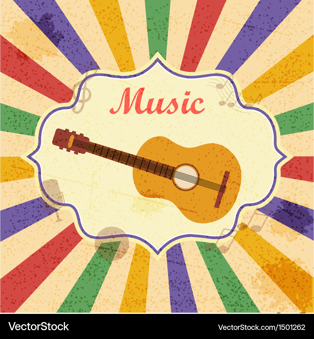 Retro music background with guitar Royalty Free Vector Image