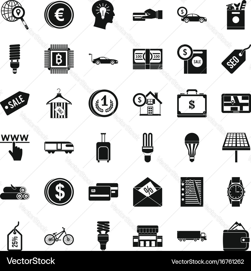 Save economy icons set simple style Royalty Free Vector
