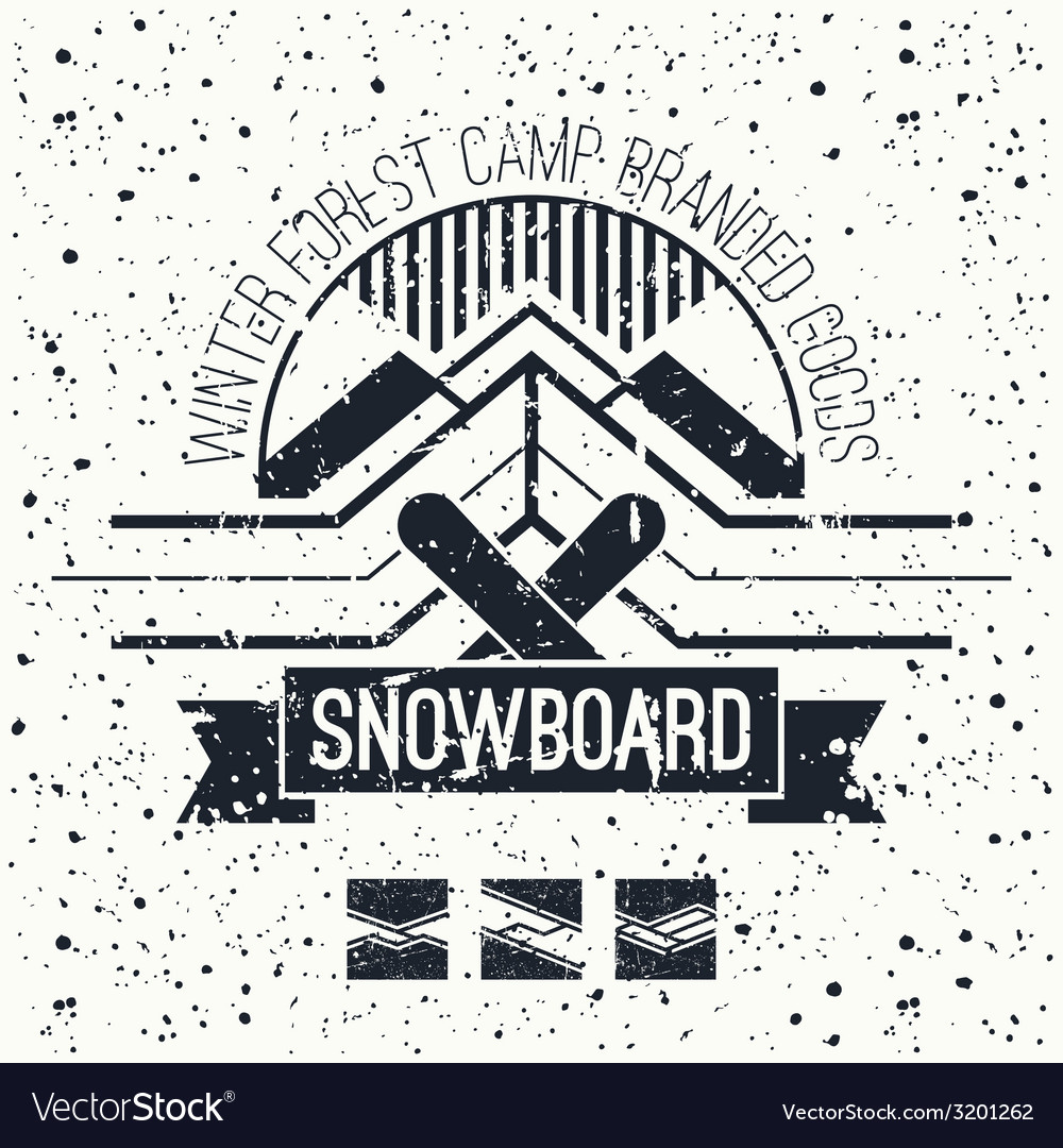 Snowboard retro emblem Royalty Free Vector Image