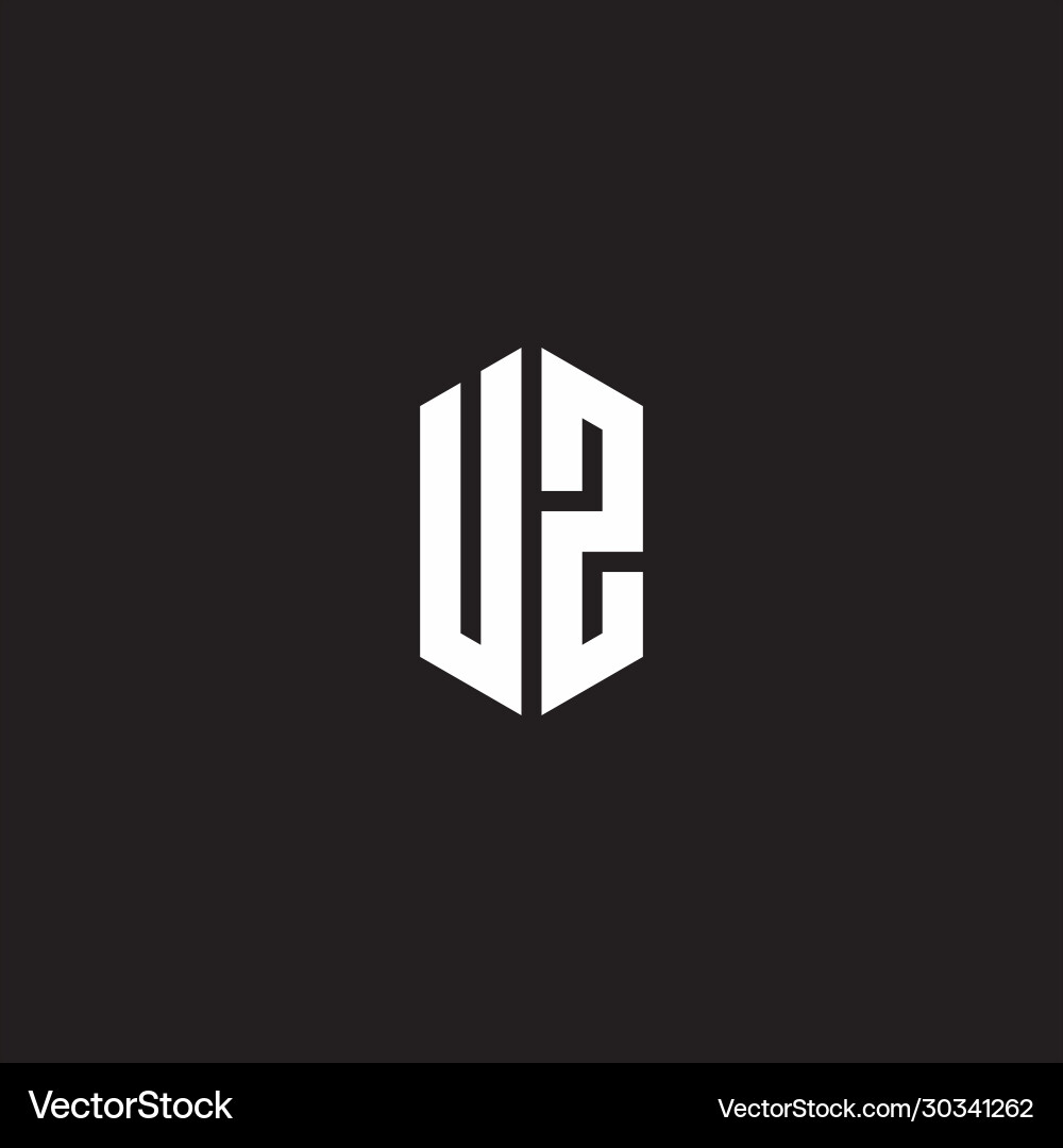 Uz logo monogram with hexagon shape style design Vector Image
