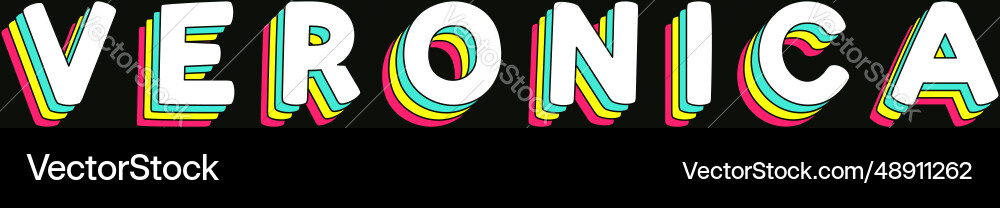 Veronica - retro rainbow typography faded style Vector Image