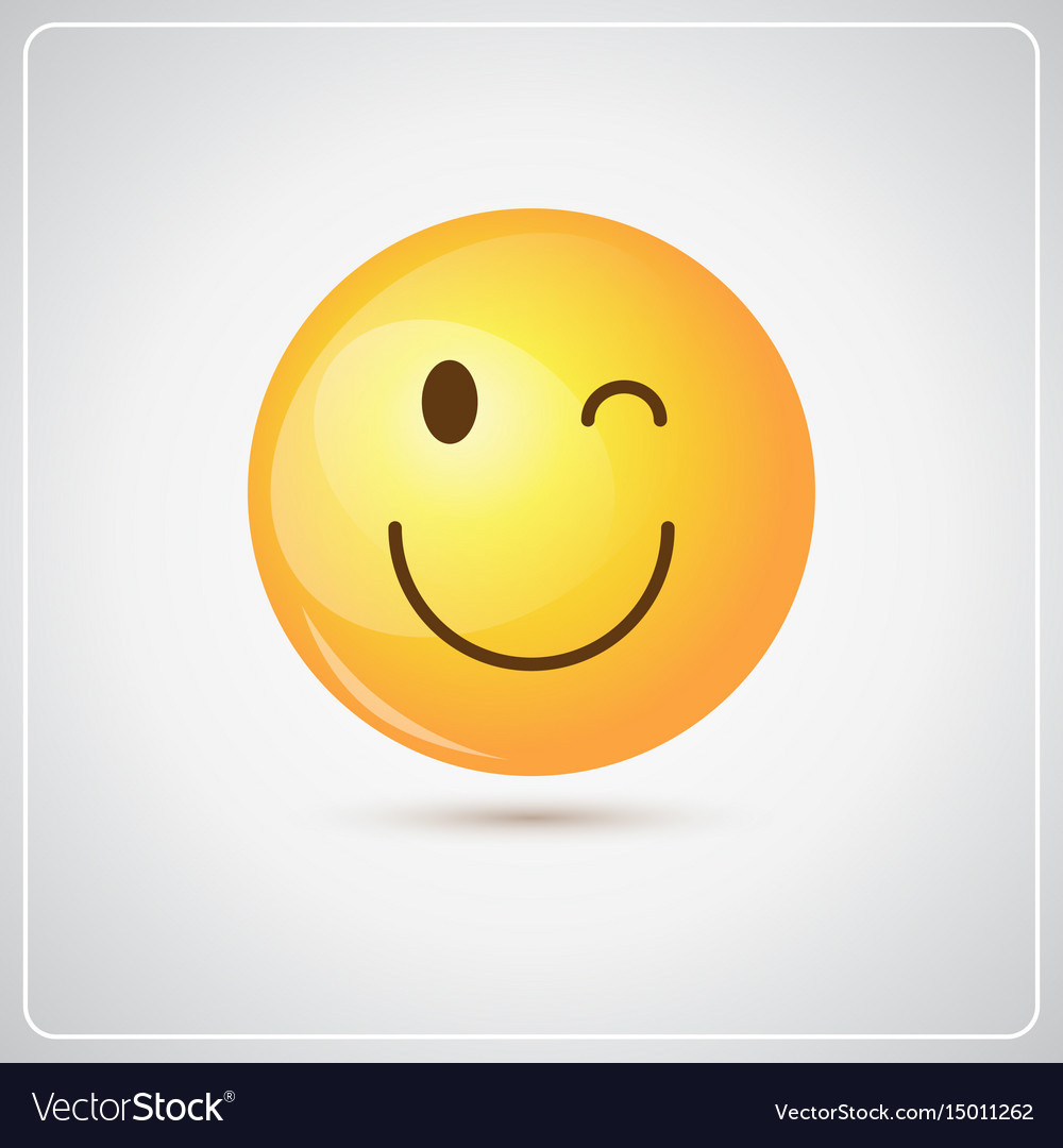 Yellow Smiling Cartoon Face Winking People Emotion