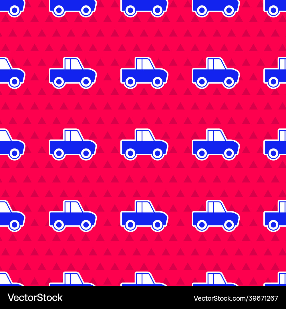 Blue pickup truck icon isolated seamless pattern Vector Image