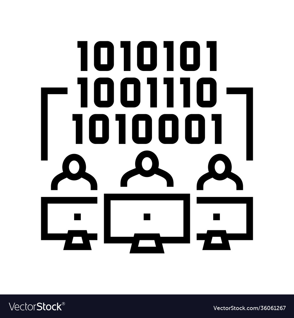 Coding teamwork line icon Royalty Free Vector Image