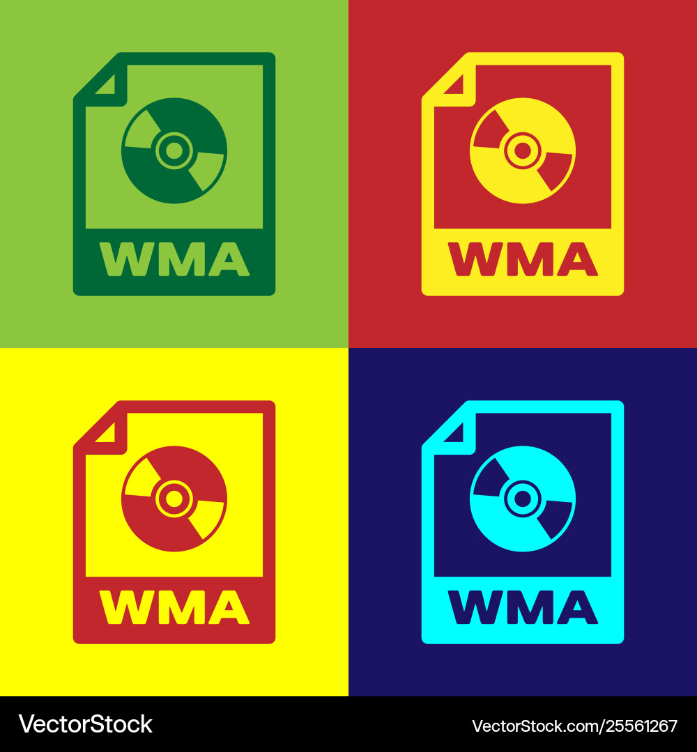 Color wma file document icon download wma button Vector Image