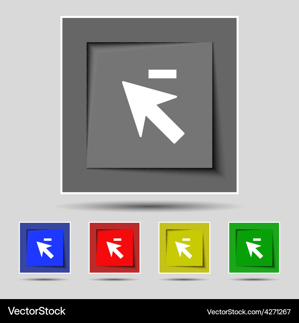 Cursor arrow minus icon sign on the original five Vector Image