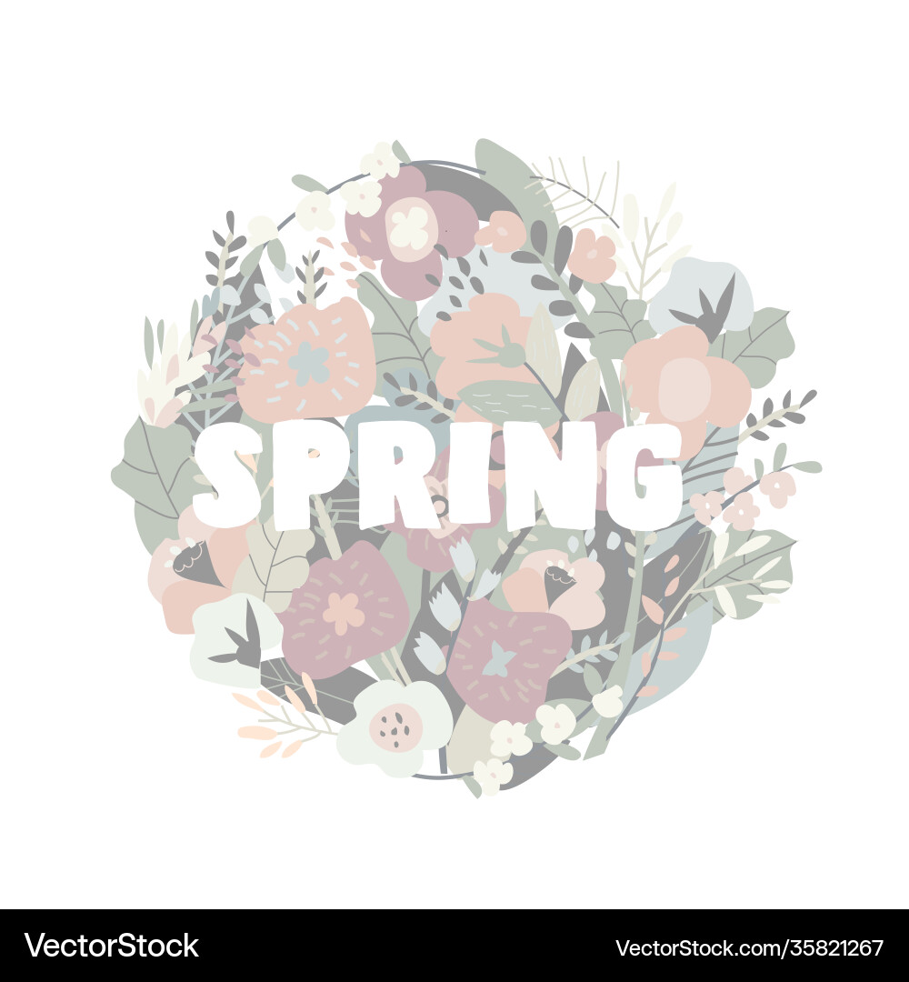 Cute cartoon spring bouquet flowers hello Vector Image