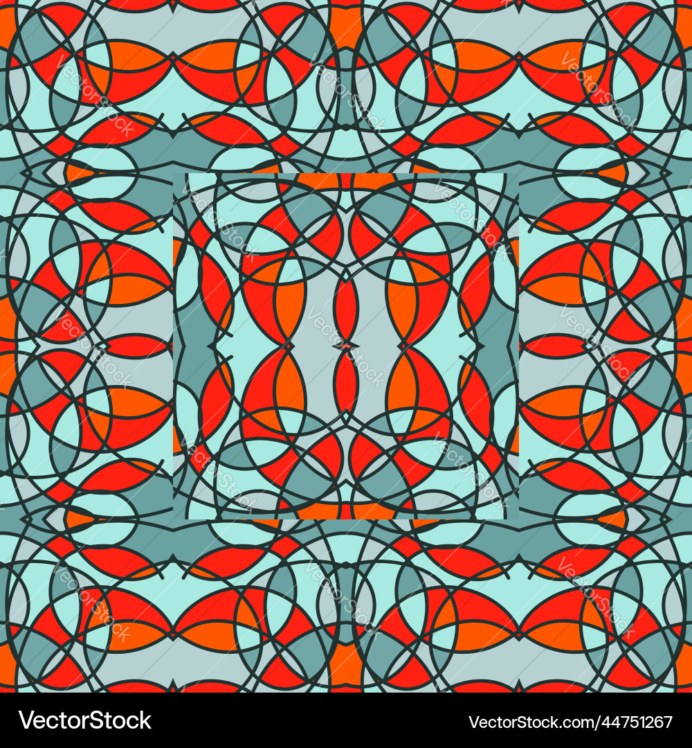 Decorative stained glass mosaic tile ornament Vector Image