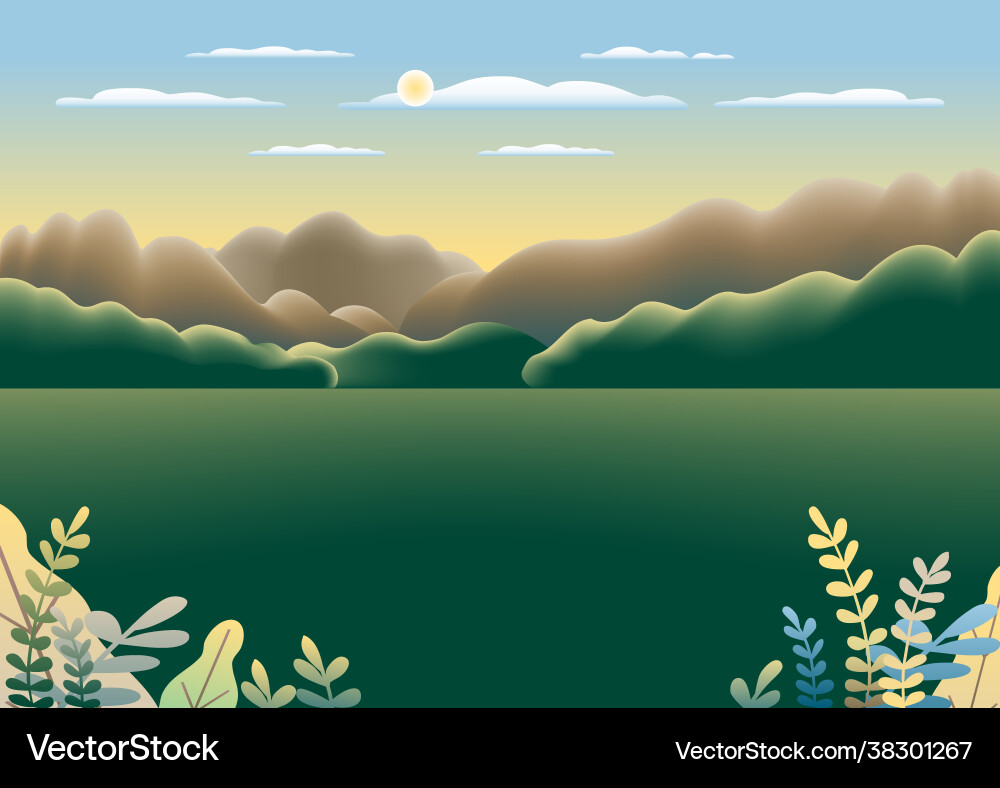 Hills mountains landscape in flat style design Vector Image
