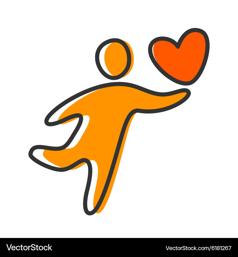 Love heart person icon Royalty Free Vector Image