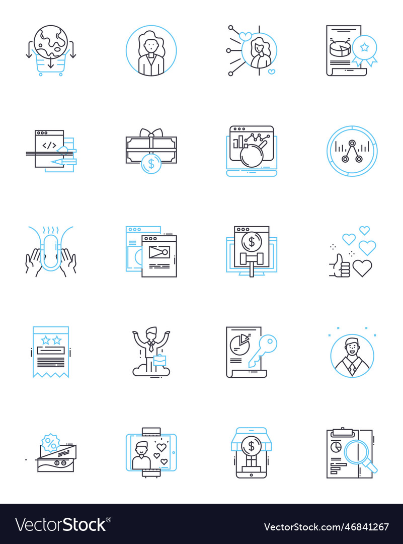 Marketing campaign linear icons set strategy Vector Image Marketing campaign linear icons set strategy Vector Image