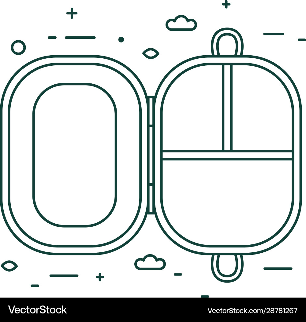 Plastic free lunch box icon in line art Royalty Free Vector