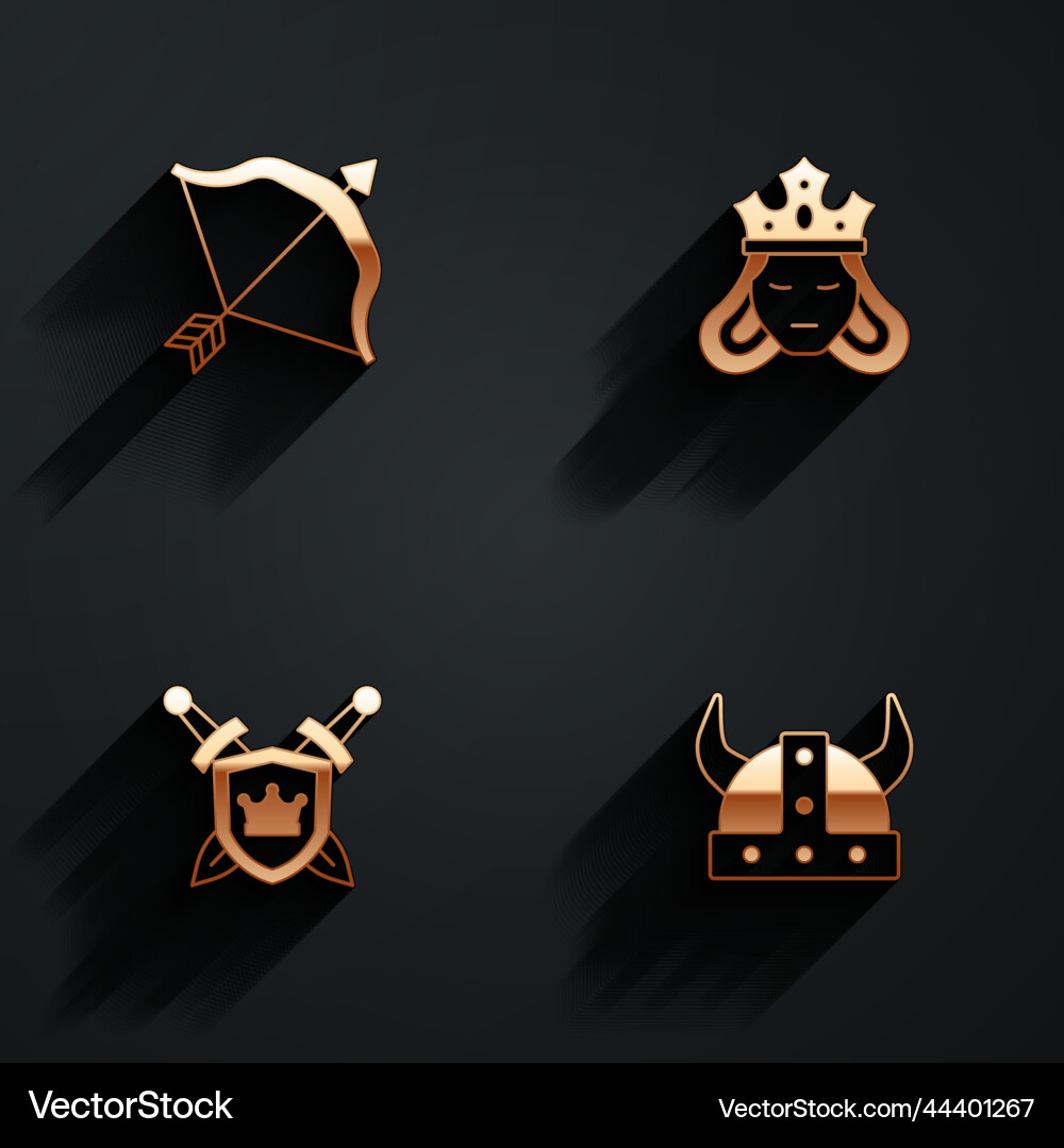 Set medieval bow and arrow princess or queen Vector Image
