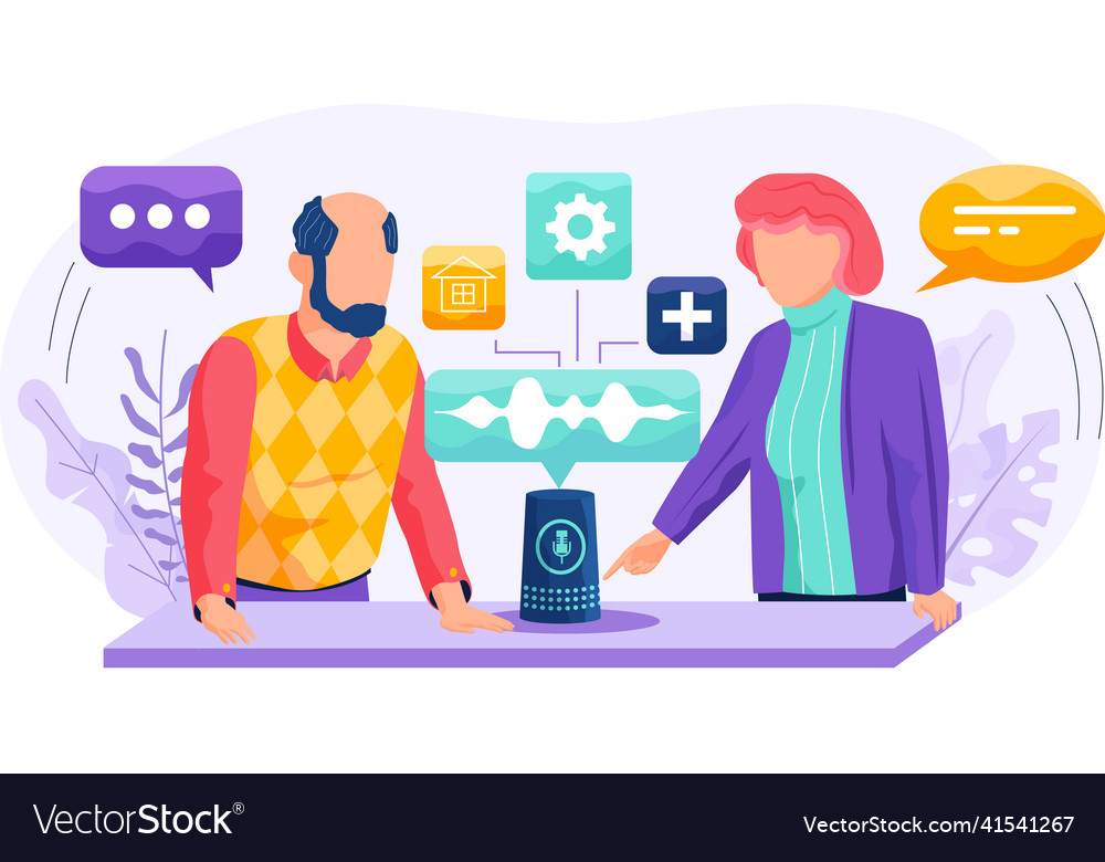 Voice assistant smart speaker virtual assistant Vector Image Voice assistant smart speaker virtual assistant Vector Image