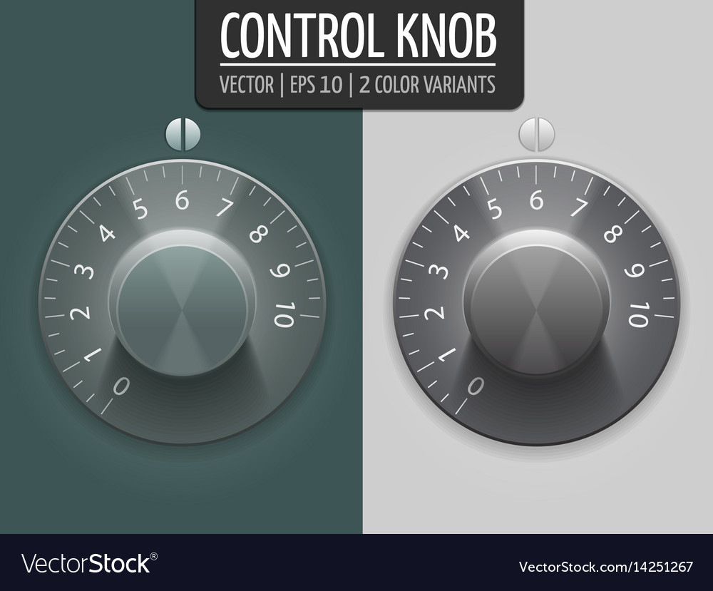 Volume control knobs ui element Royalty Free Vector Image