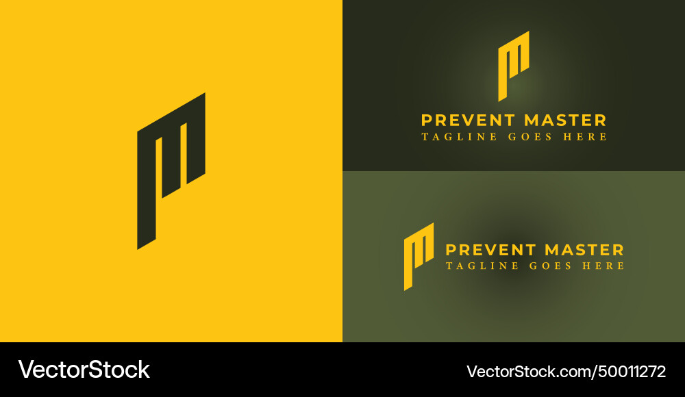 Abstract initial letter pm or mp logo in green Vector Image