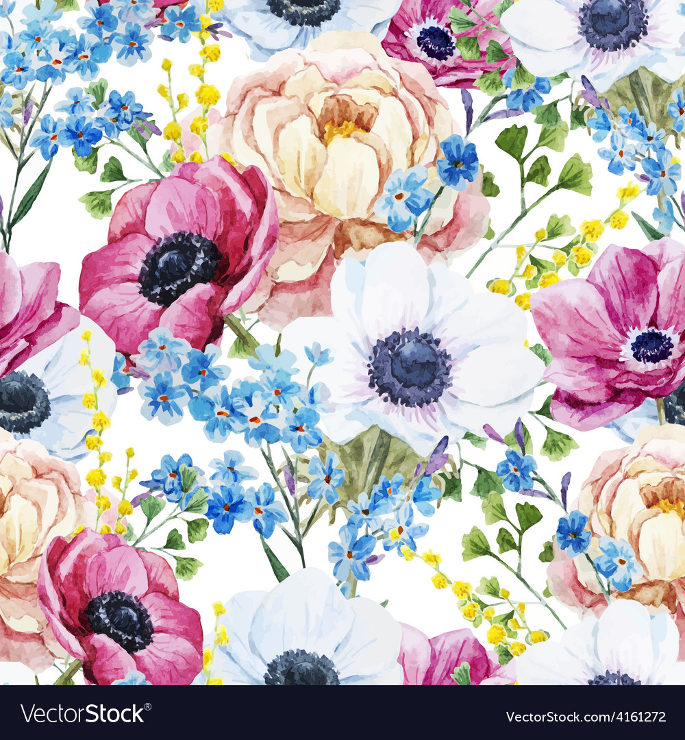 Anemones pattern Royalty Free Vector Image - VectorStock