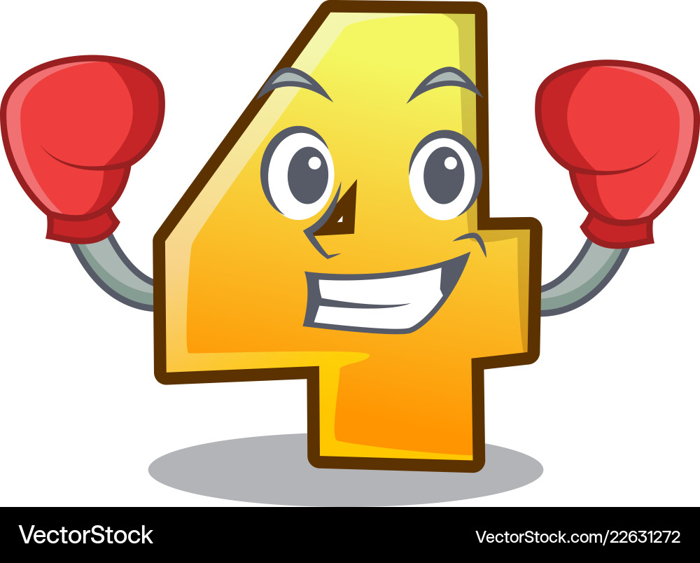 Boxing character number four on the wall Vector Image