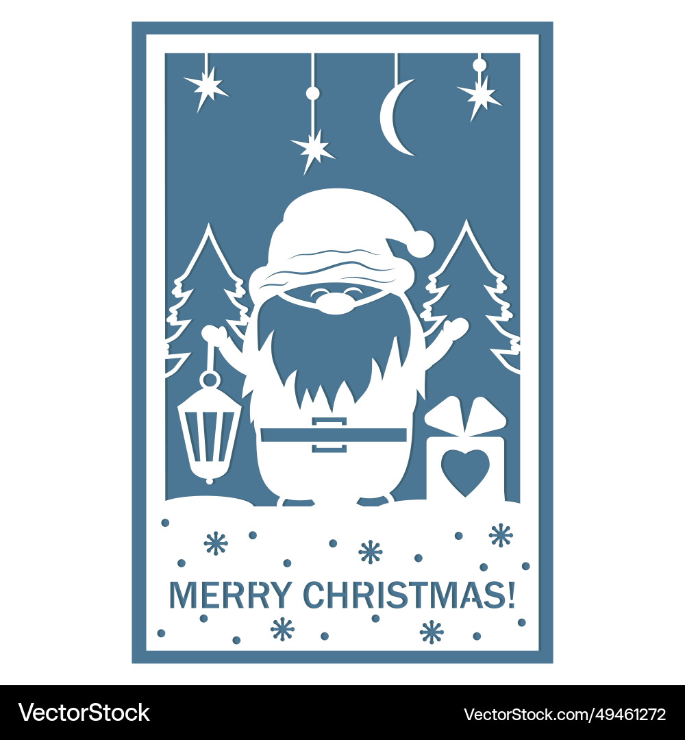 Christmas card template with gnome santa Vector Image