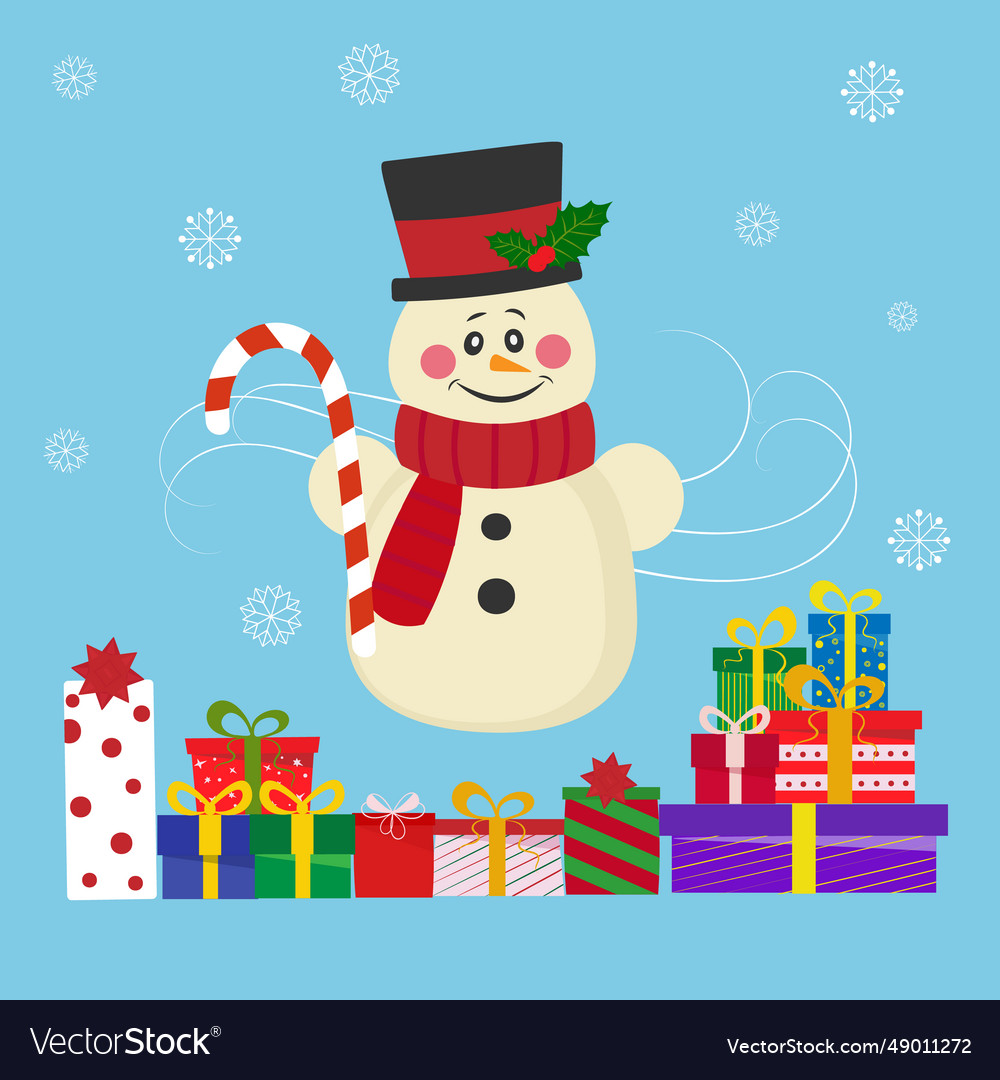 Christmas with cute snowman Royalty Free Vector Image