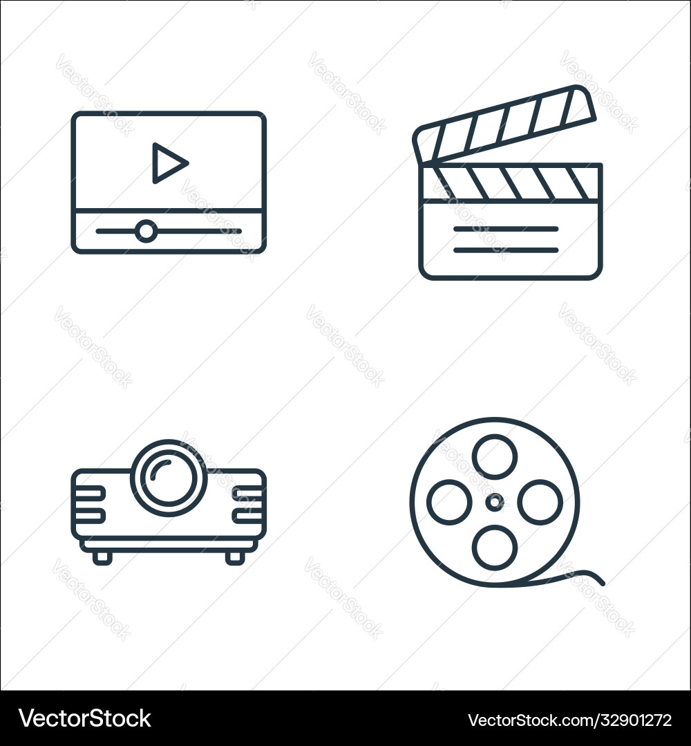 Cinema line icons linear set quality line set Vector Image