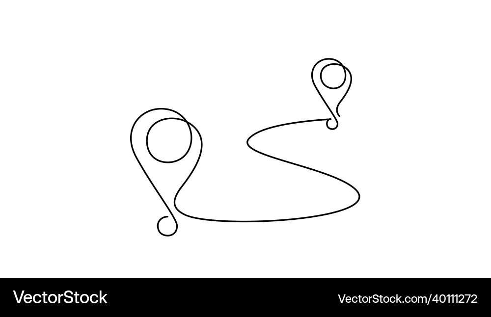 Continuous one line drawing of path and location Vector Image