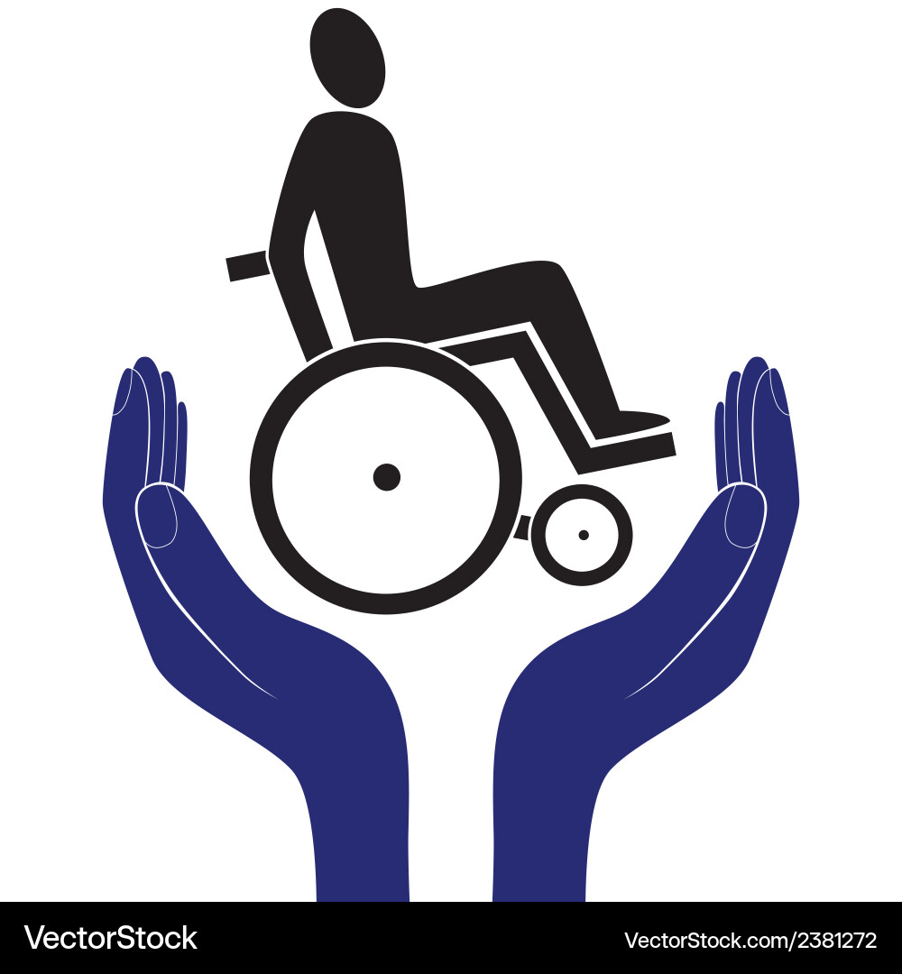Disabled invalid care sign protection Royalty Free Vector