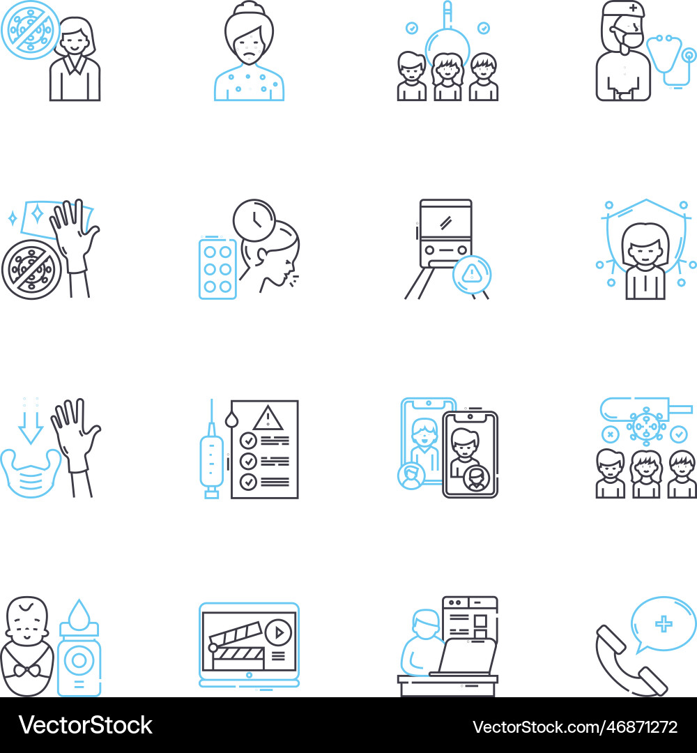 Epidemic surge linear icons set spike outbreak Vector Image