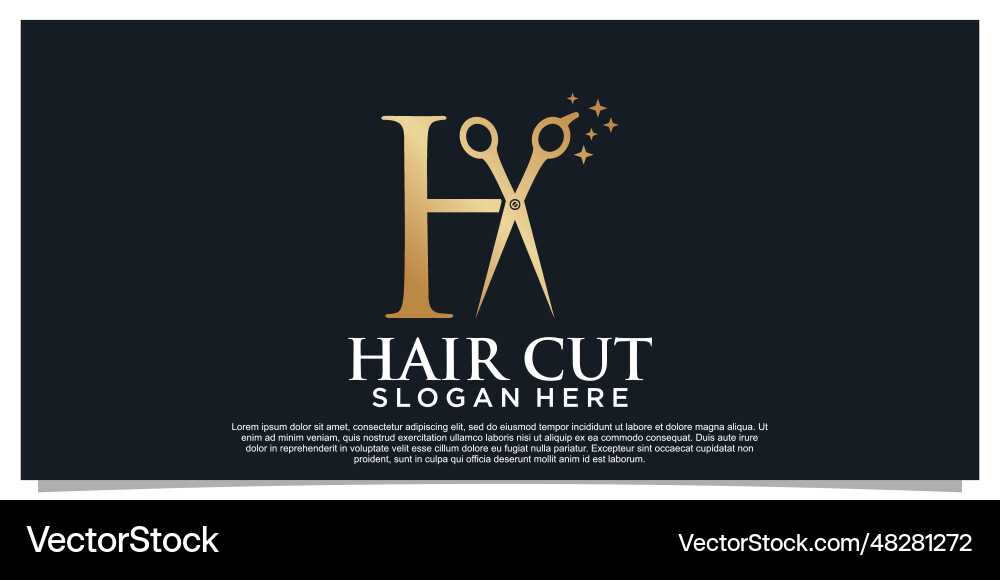 Hair cut logo design with creative concept for Vector Image