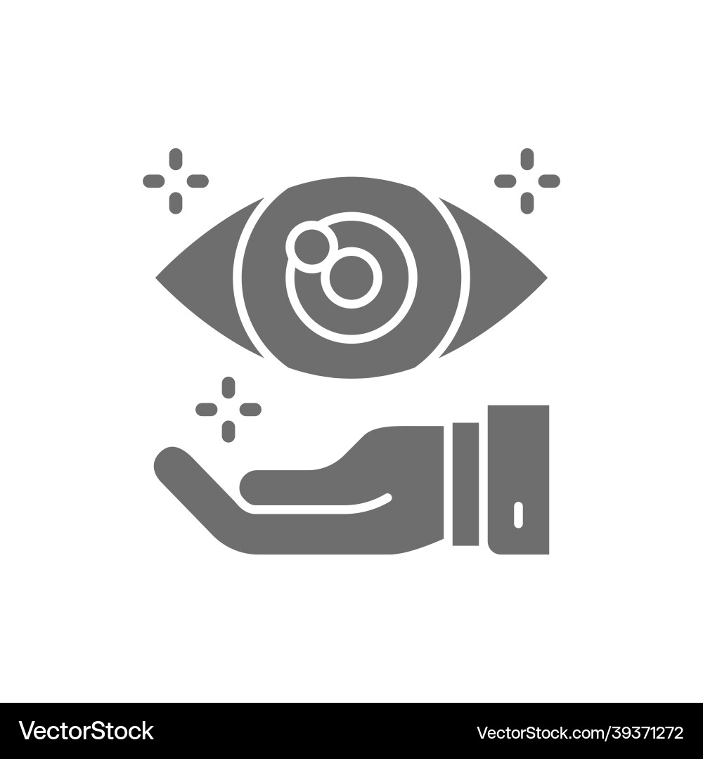 Hand with eye optical clinic grey icon Royalty Free Vector