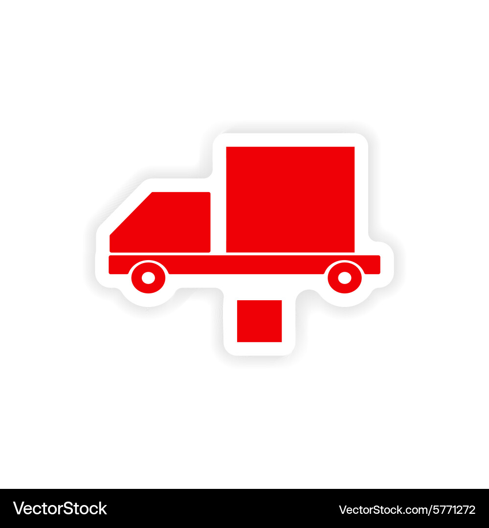 Icon sticker realistic design on paper car freight