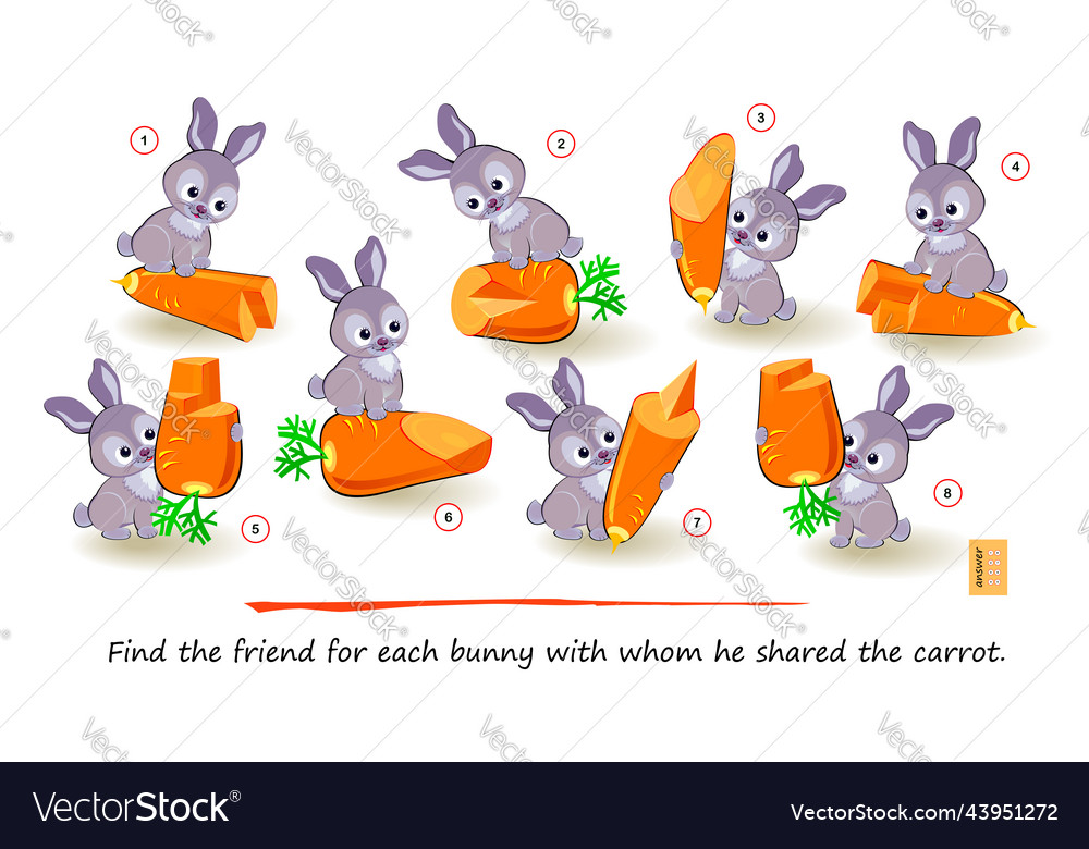 Logic game for smartest 3d puzzle find the friend Vector Image