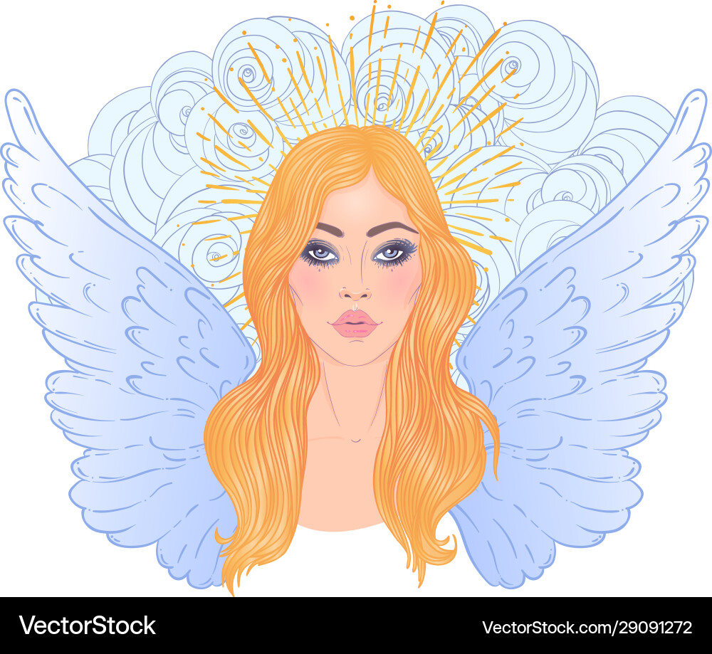 Magic night fairy hand drawn portrait a Royalty Free Vector